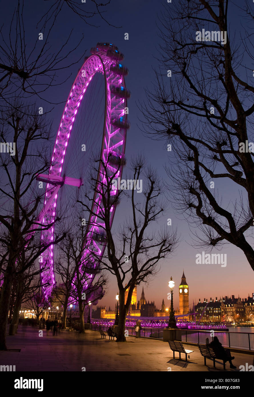 London Eye and Big Ben, South bank, London, England Stock Photo - Alamy