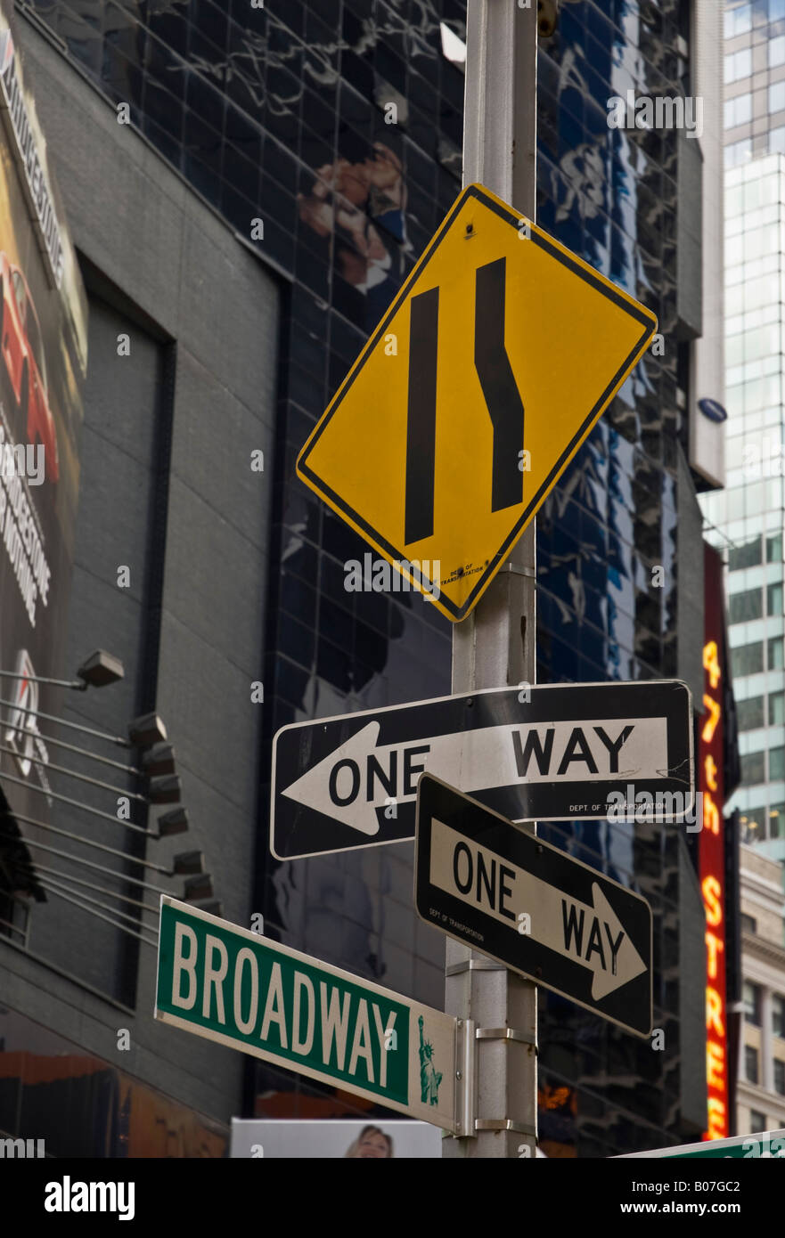 USA, New York City, Manhattan, Broadway signs Stock Photo - Alamy