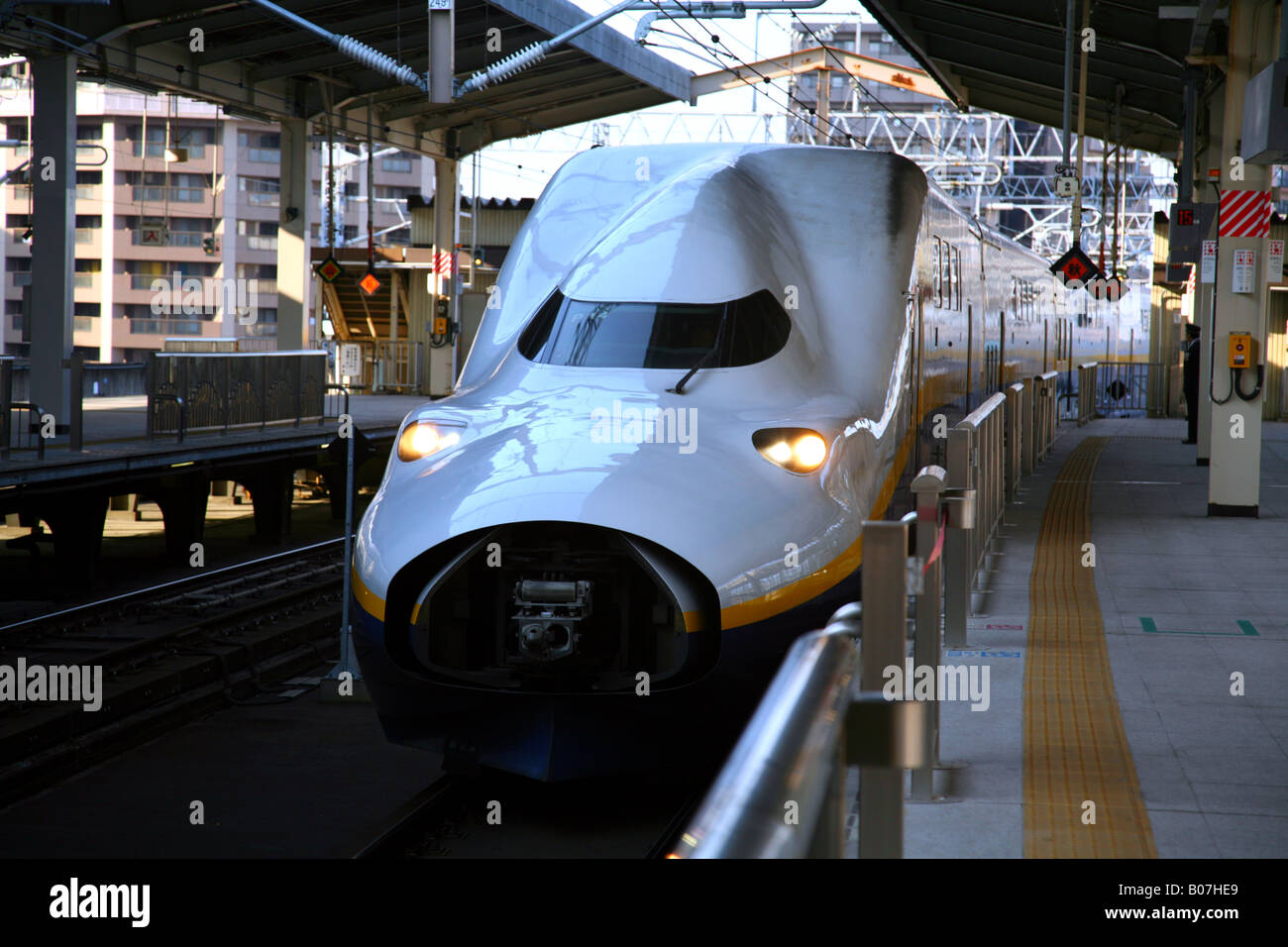 Shinkansen bullet train at Sendai station, northern Japan Stock Photo ...