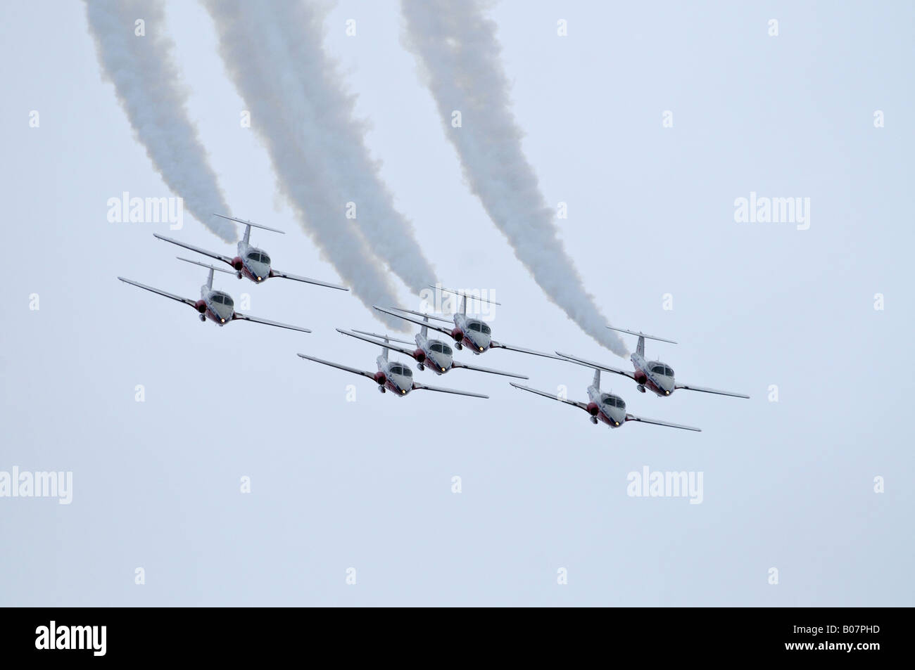The Canadian Snowbirds aviation display team in practice over the Comox ...