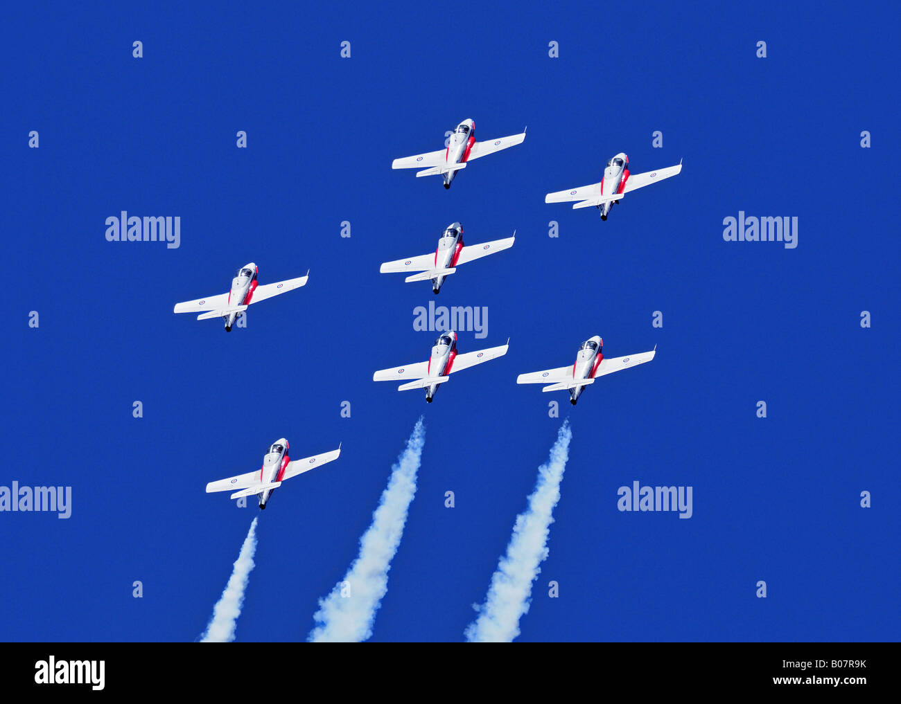 The Canadian Snowbirds aviation display team in practice over the Comox ...