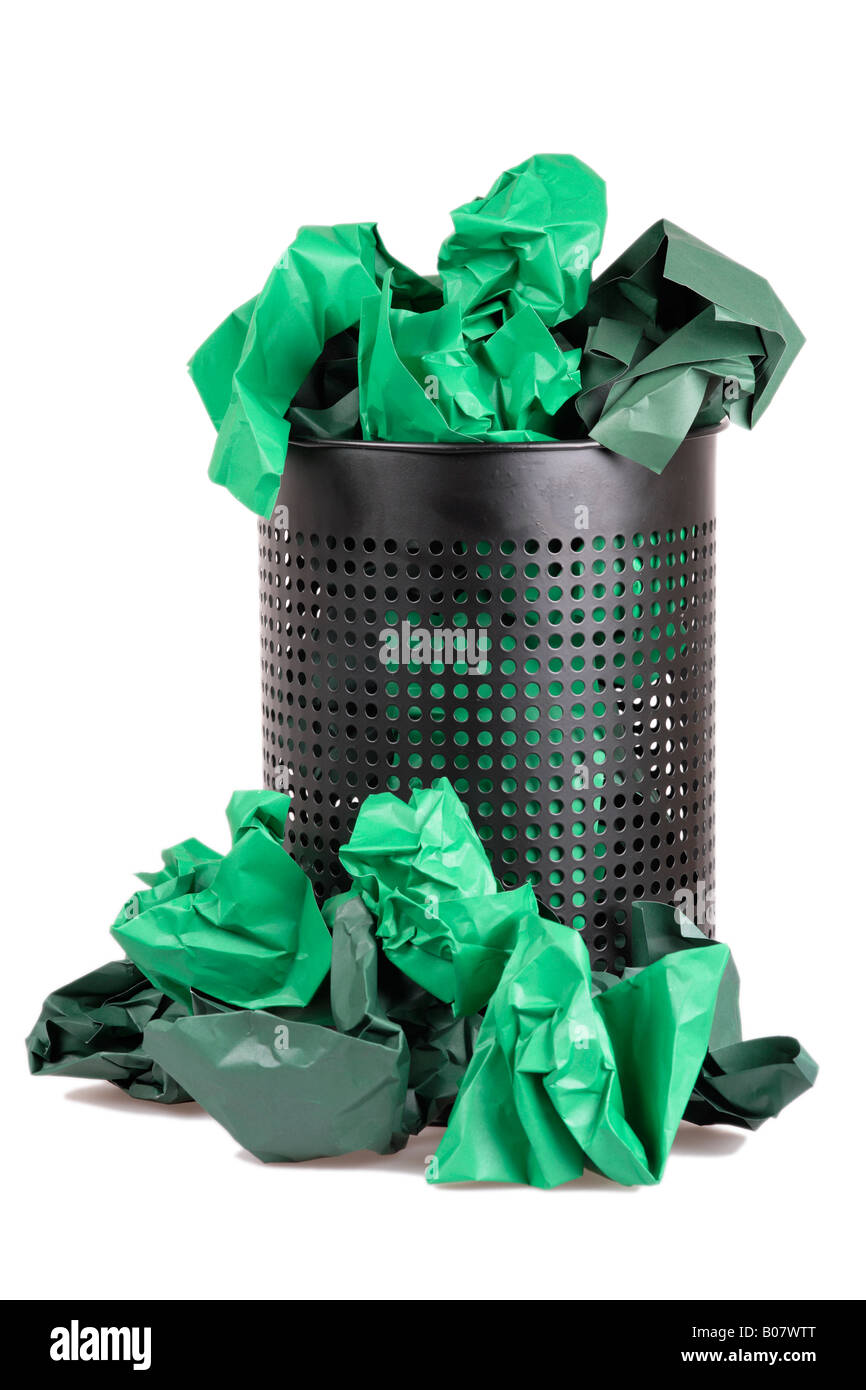 Green rubbish in bin Stock Photo - Alamy