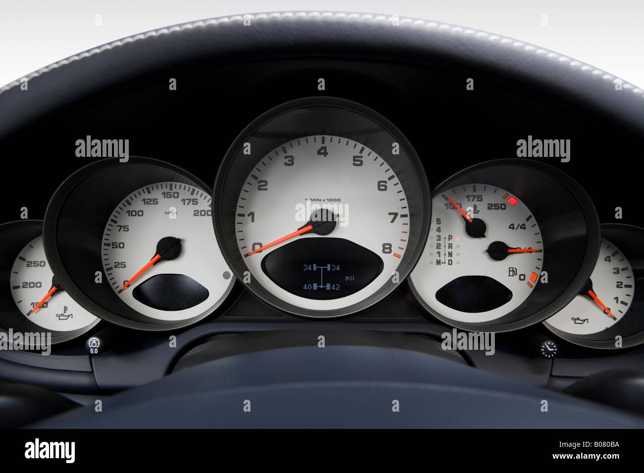2008 Porsche 911 Targa 4S in White - Speedometer/tachometer Stock Photo ...