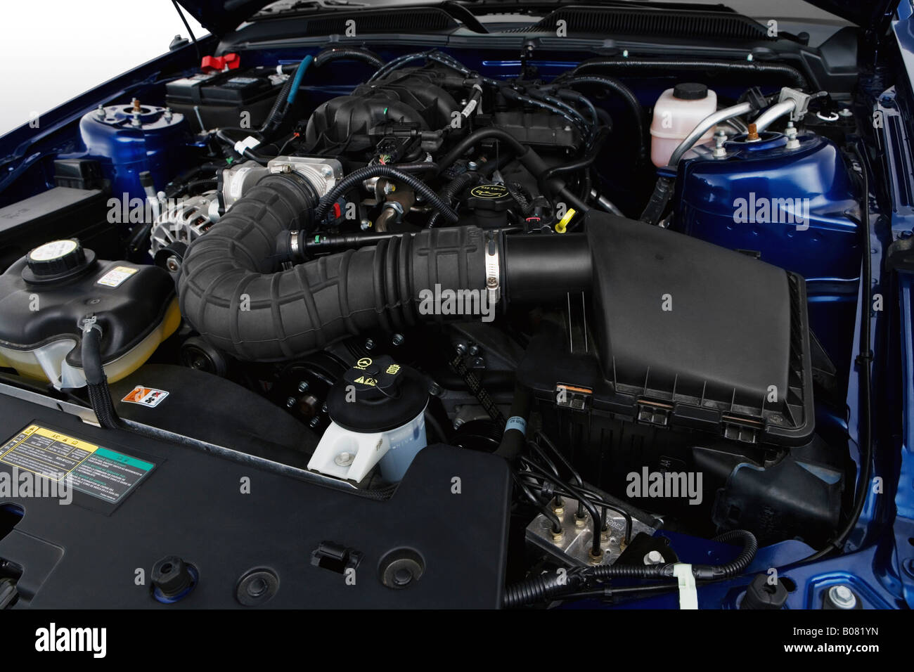 2008 Ford Mustang V6 Premium in Blue - Engine Stock Photo - Alamy