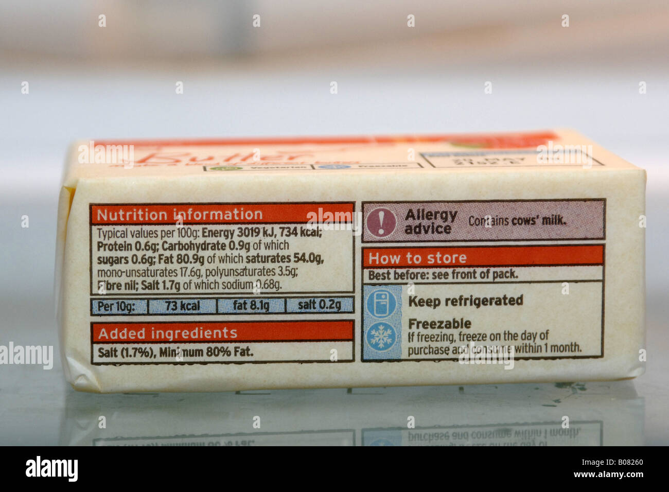 Packaging labels on food stuffs with information on artificial ...