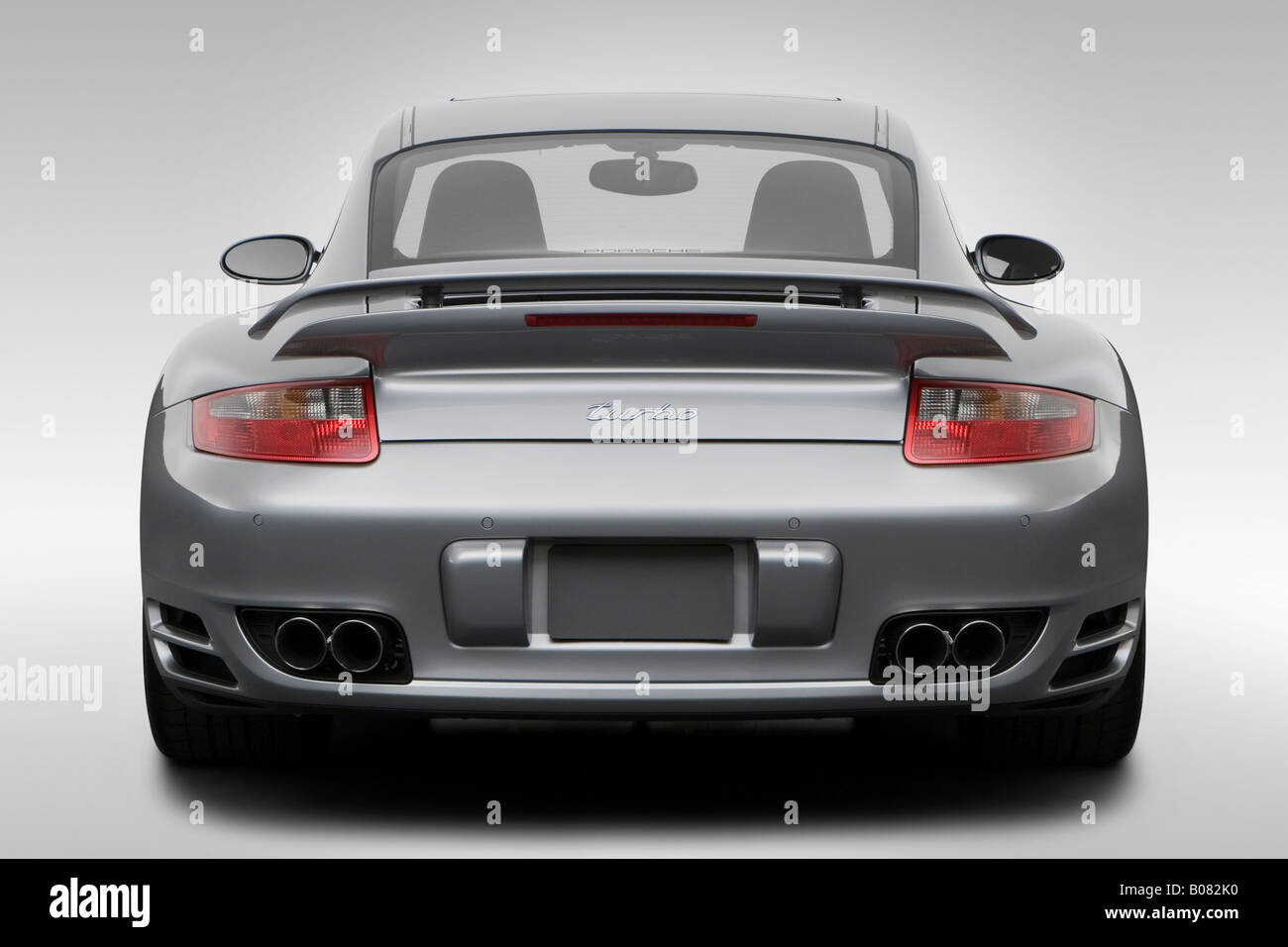 2008 Porsche 911 Turbo in Silver - Low/Wide Rear Stock Photo - Alamy