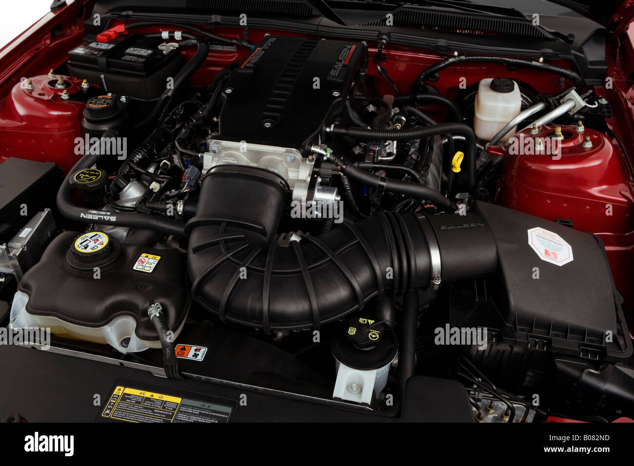 2008 Saleen S281 Supercharged in Red - Engine Stock Photo - Alamy