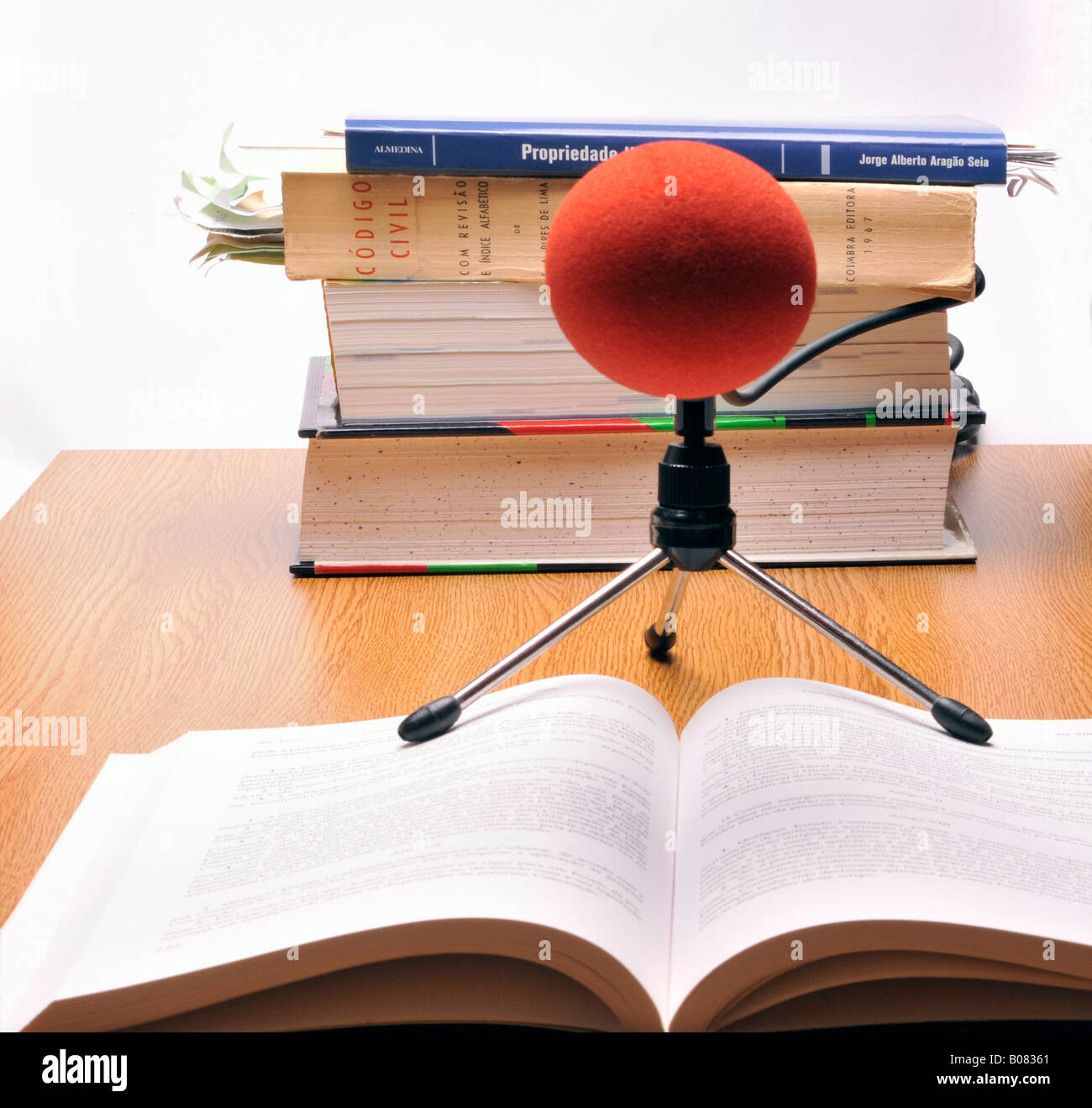 Books and microphone prepared for a lesson Stock Photo - Alamy