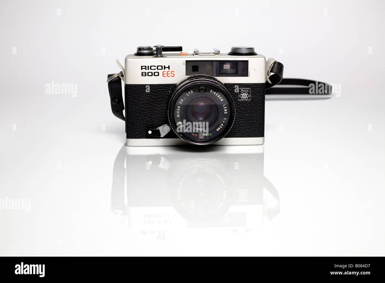 Ricoh 800 Vintage Film Camera with Strap on White Background Stock ...