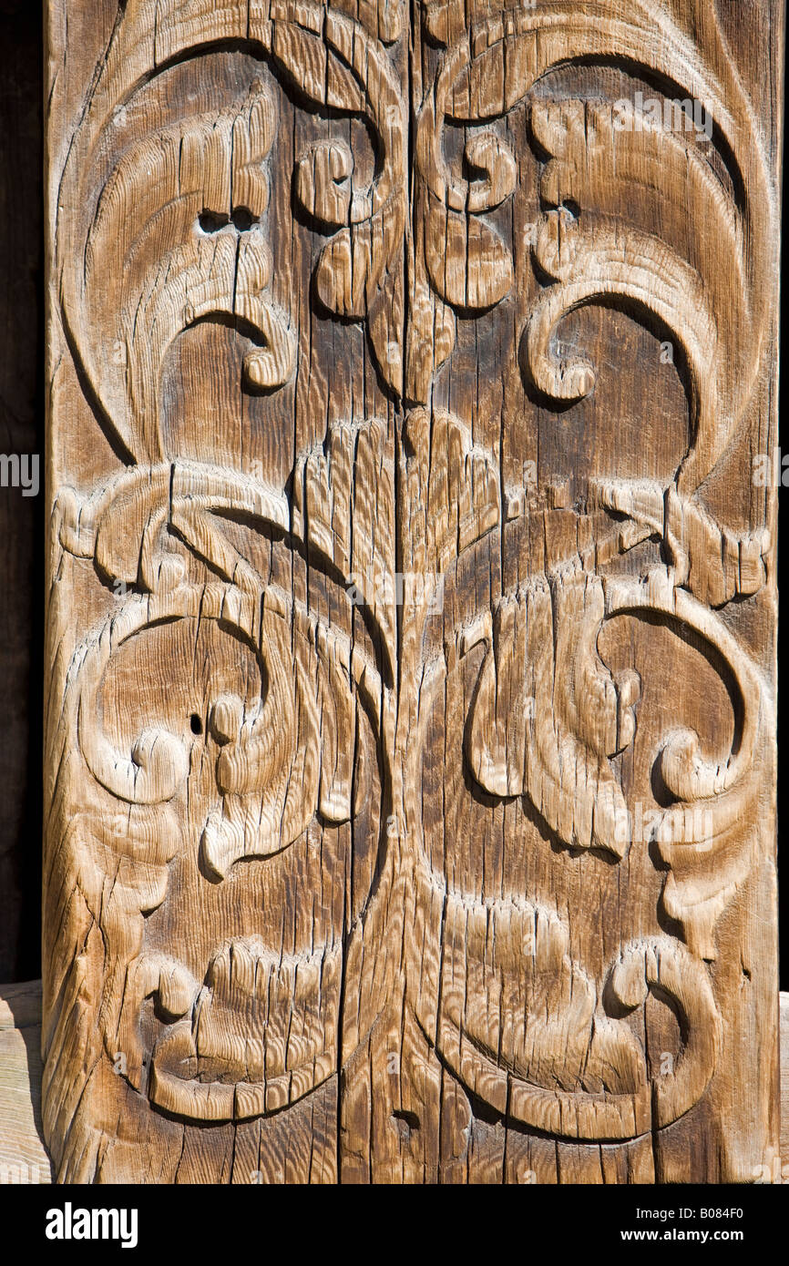 Old wooden carving on Norwegian building Stock Photo - Alamy