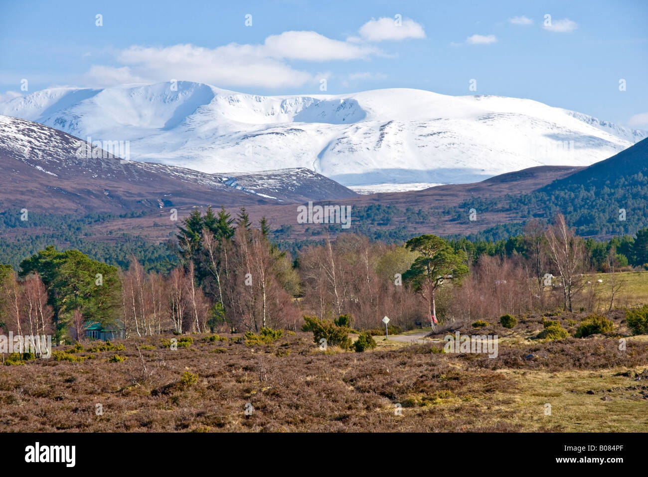 Mighty Scottish mountain Braeriach in the Cairngorms National Park on a ...