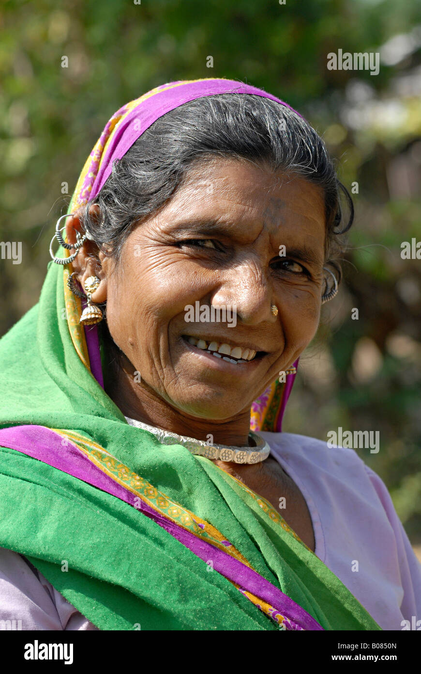 Closeup of woman wearing traditional jewelry. Pawara tribe Stock Photo ...