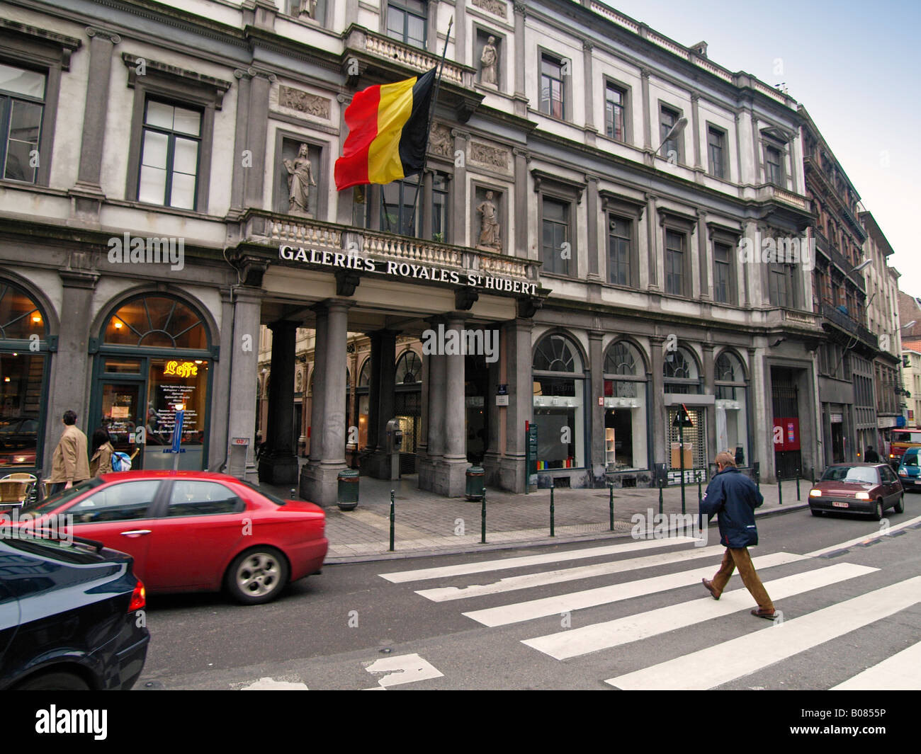 Facade entrance of the famous Galeries St Hubert shopping gallery in ...