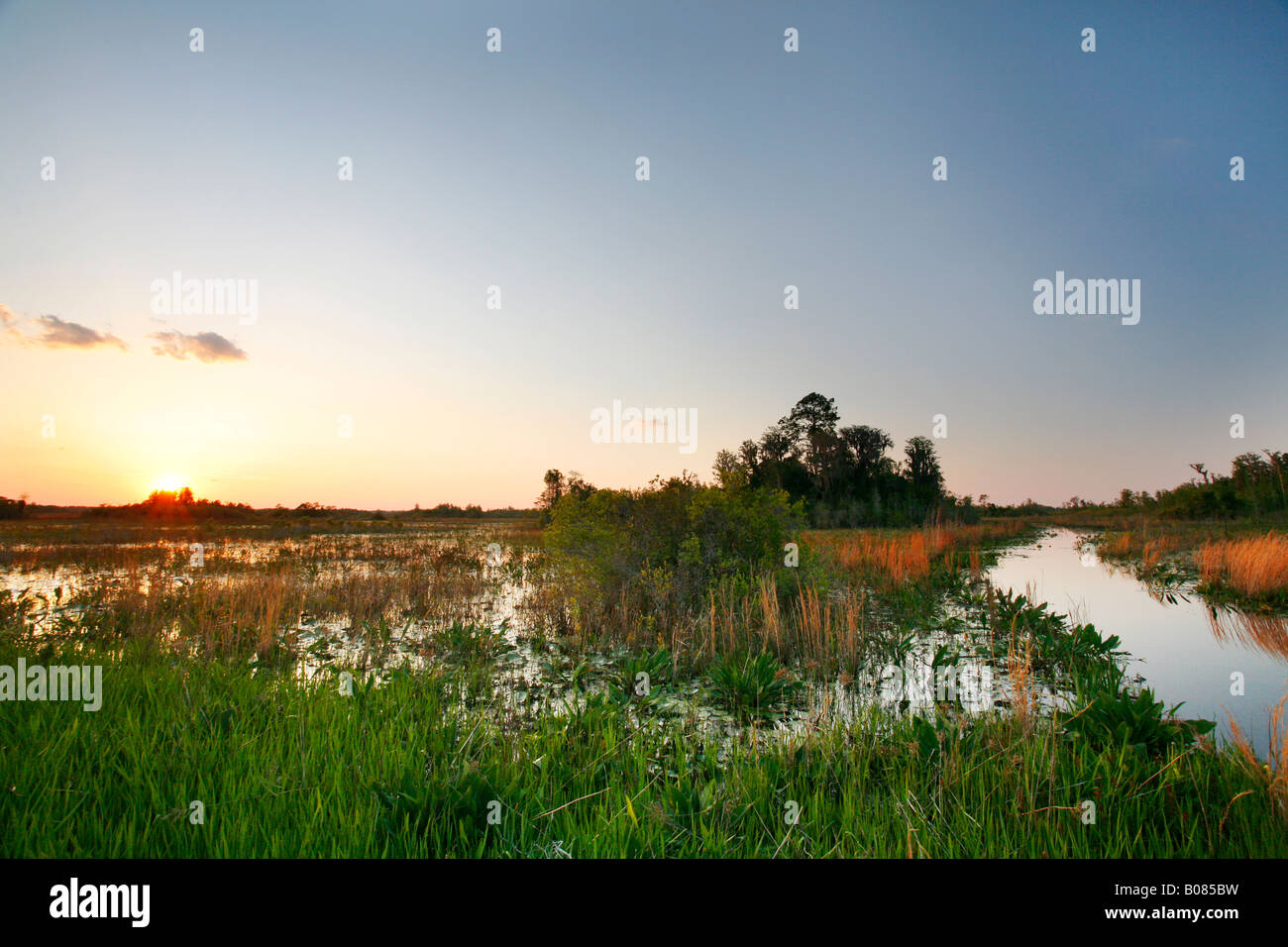 Sunset from Round Top shelter, Chase Prairie, Okefenokee Swamp National ...
