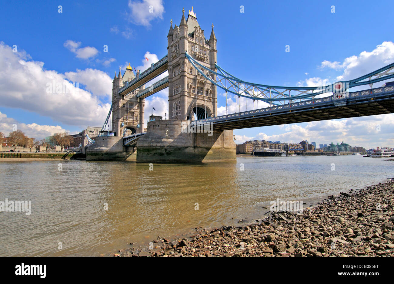 Tower Bridge at low tide London United Kingdom Stock Photo - Alamy