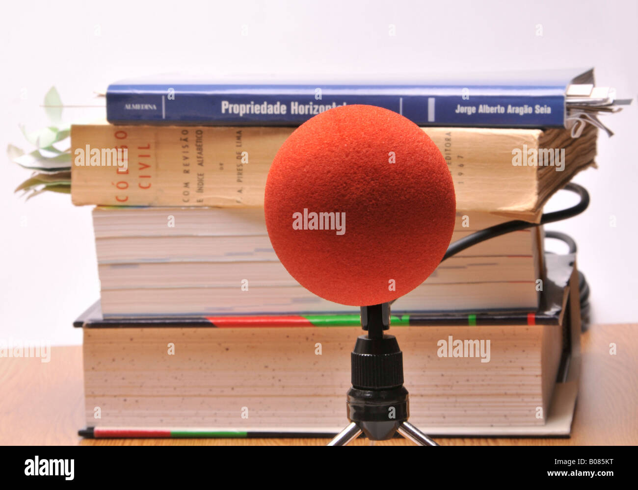Books and microphone Stock Photo - Alamy