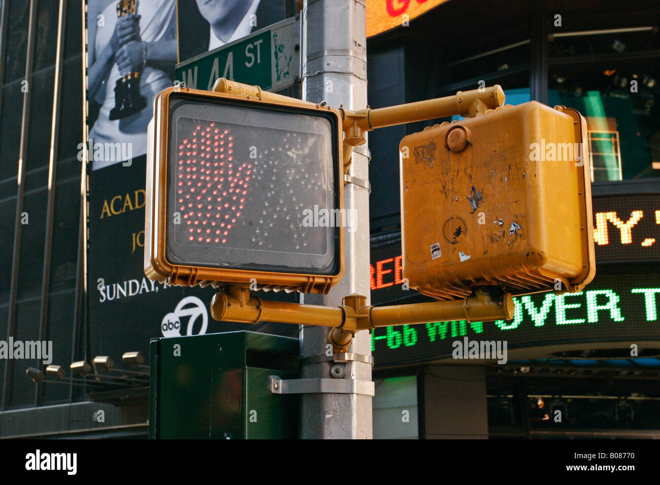 Pedestrian stop sign, Times Square New York City United States of ...
