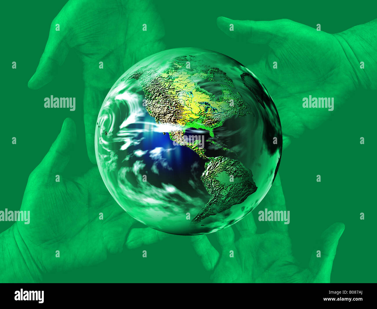 Hands supporting the earth Stock Photo - Alamy