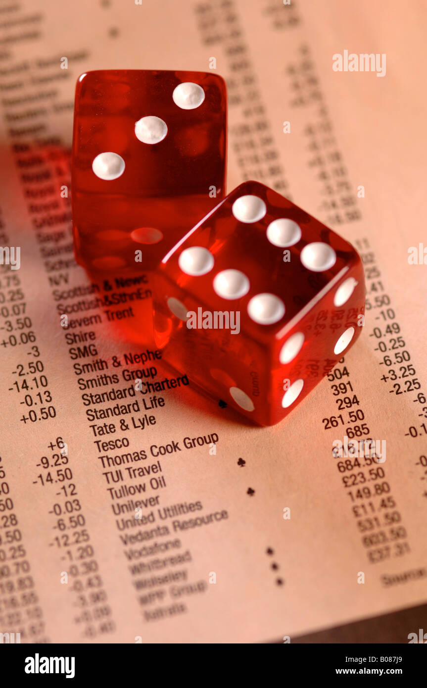 gambling dice and stock market prices Stock Photo - Alamy