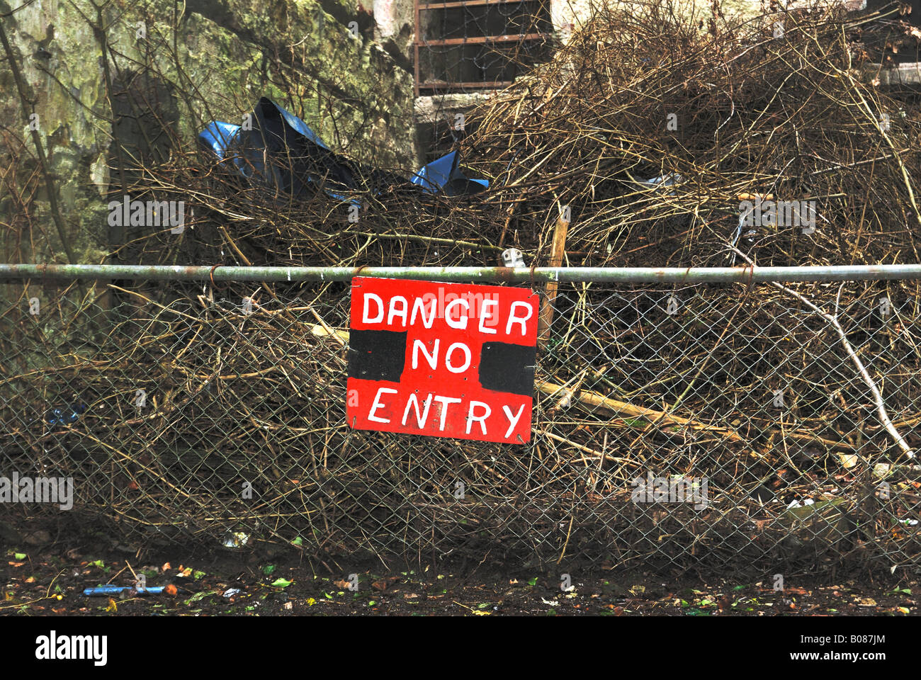 a "danger no entry sign" at an old building in liverpool,england Stock ...