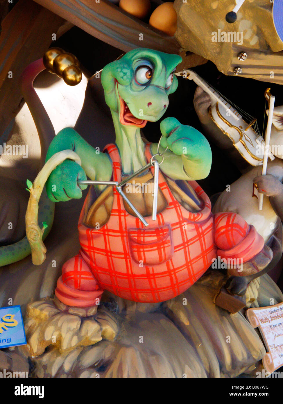Little green turtle ninot in Valencia Fallas Stock Photo - Alamy
