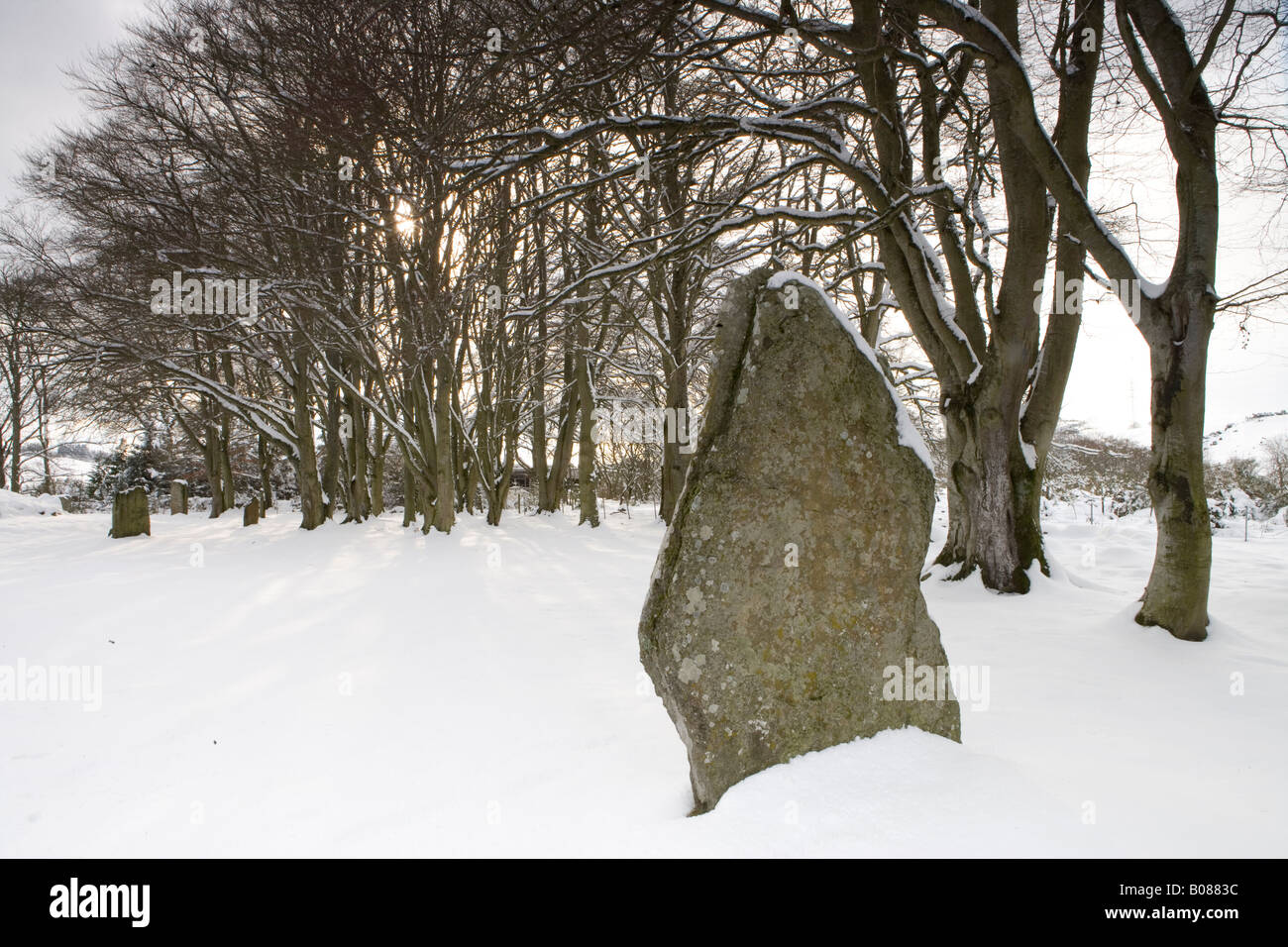 Clava Cairns in snow Inverness Stock Photo - Alamy