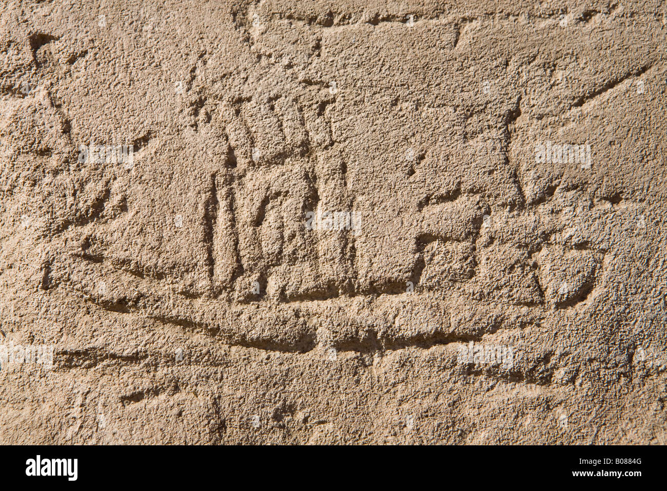 Ancient graffiti on a wall block at Elephantine Island Aswan Egypt ...