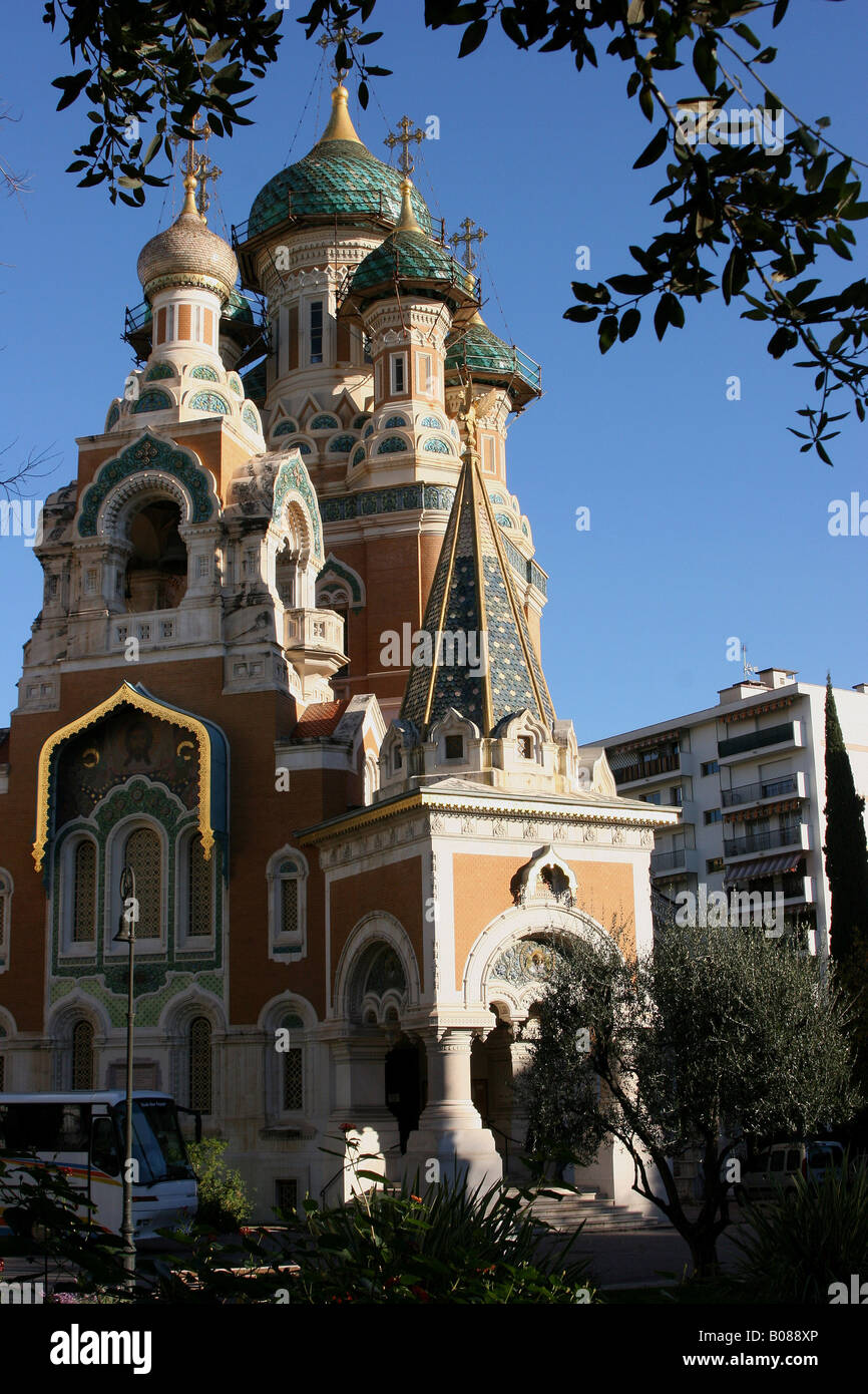 the russian church in Nice France Stock Photo - Alamy