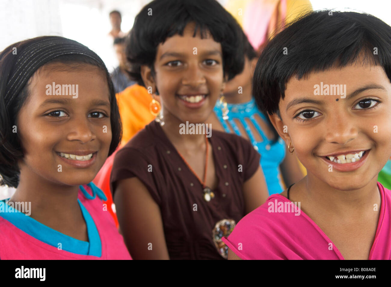 Portrait of three young Indian girls in Mumbai Maharashtra India Stock ...