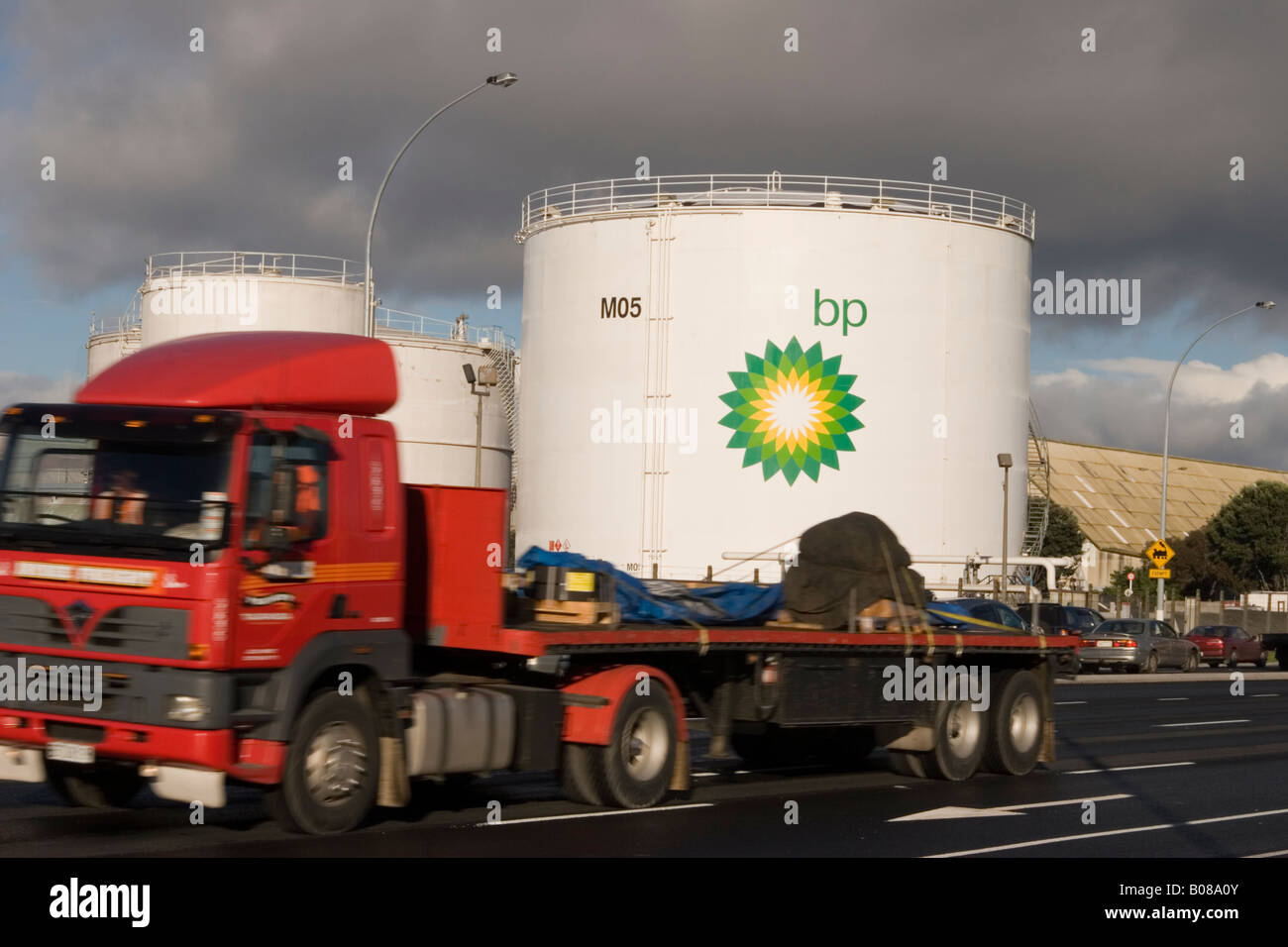 Bp logo with large lorry/truck Stock Photo - Alamy