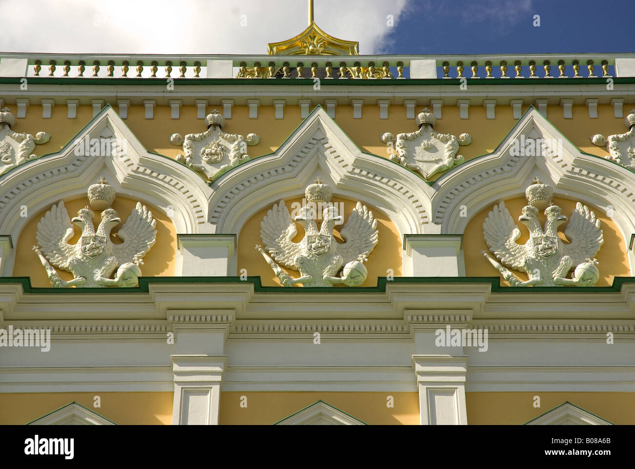 Russia. Moscow. Kremlin. Great Kremlin Palace. Symbol of Romanov family ...