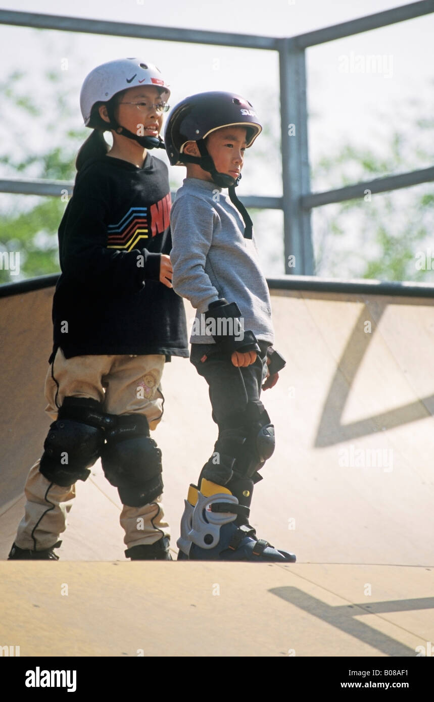 Children Inline Skating In Skate Park Taichung Taiwan Stock Photo - Alamy