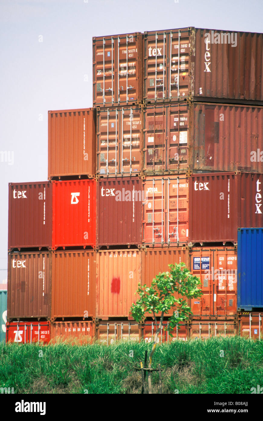 Stacked Sea Containers Stock Photo - Alamy
