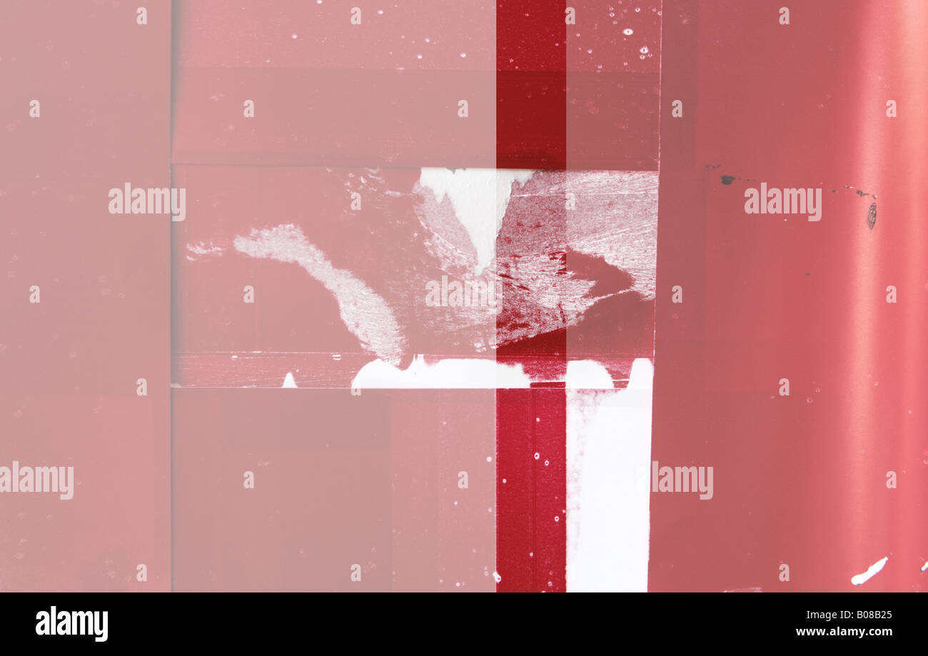 collage background in shades of red with ink streaks, blots and spots ...