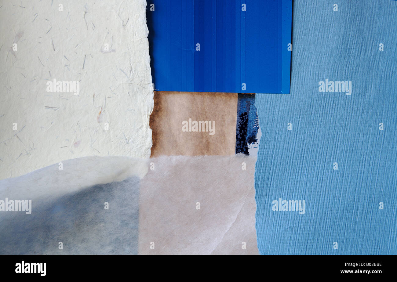 collage of textured papers in neutral colors and blues Stock Photo - Alamy