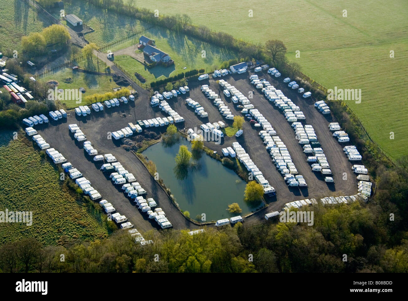 aerial view of caravan site Stock Photo - Alamy