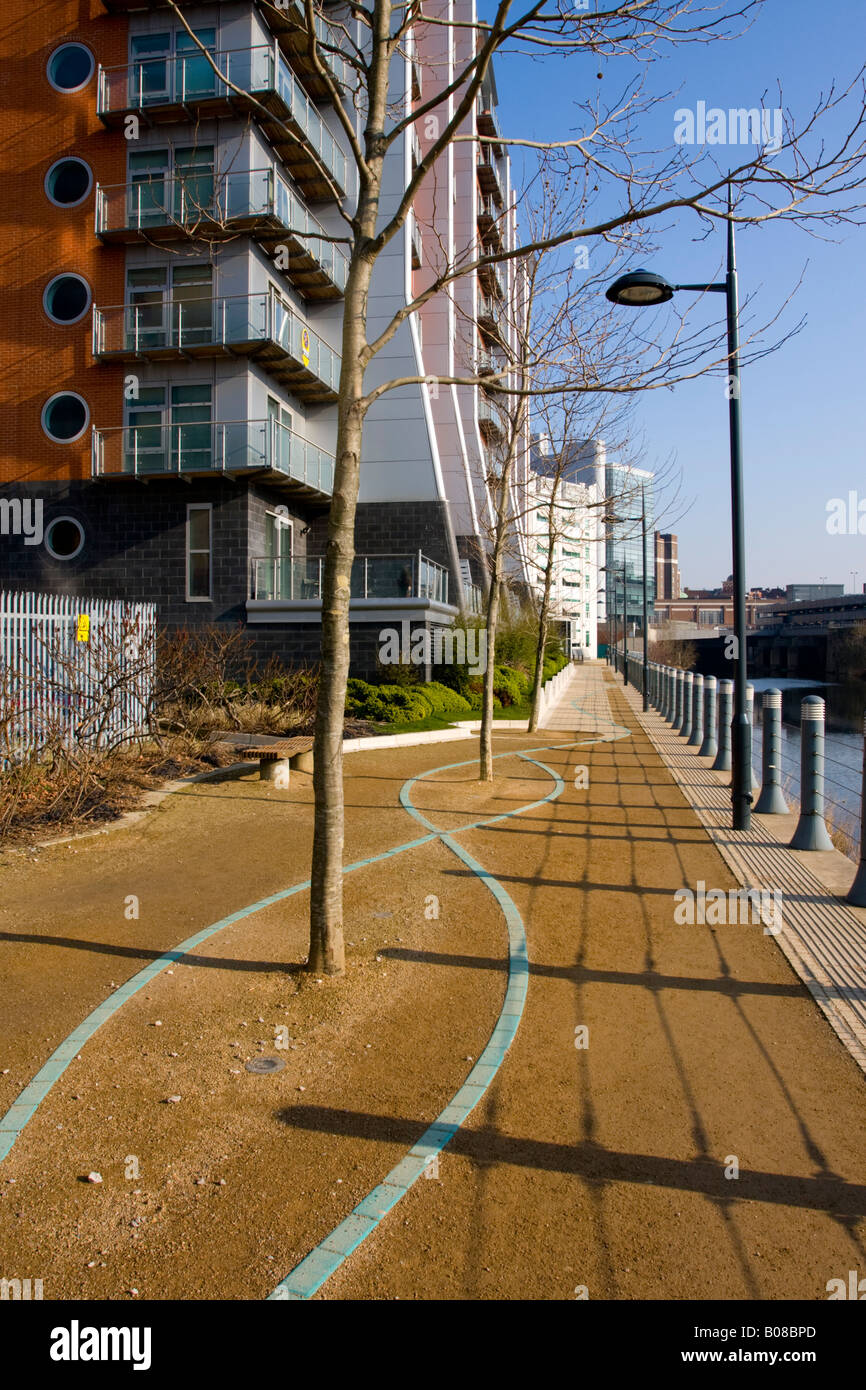 Waterfront outside Whitehall Quay Leeds UK Stock Photo - Alamy
