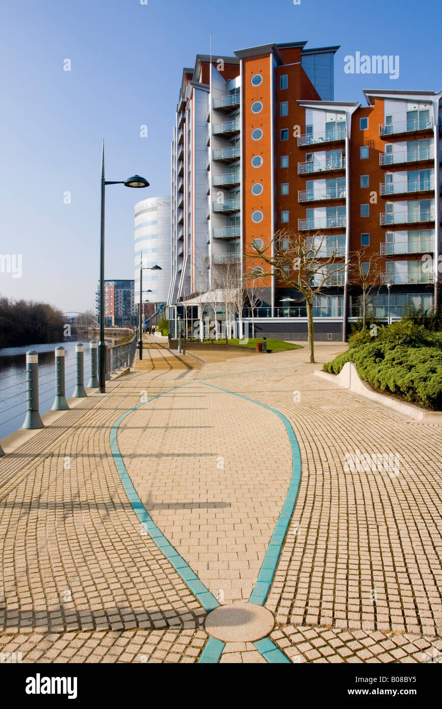 Waterfront outside Whitehall Quay Leeds UK Stock Photo - Alamy