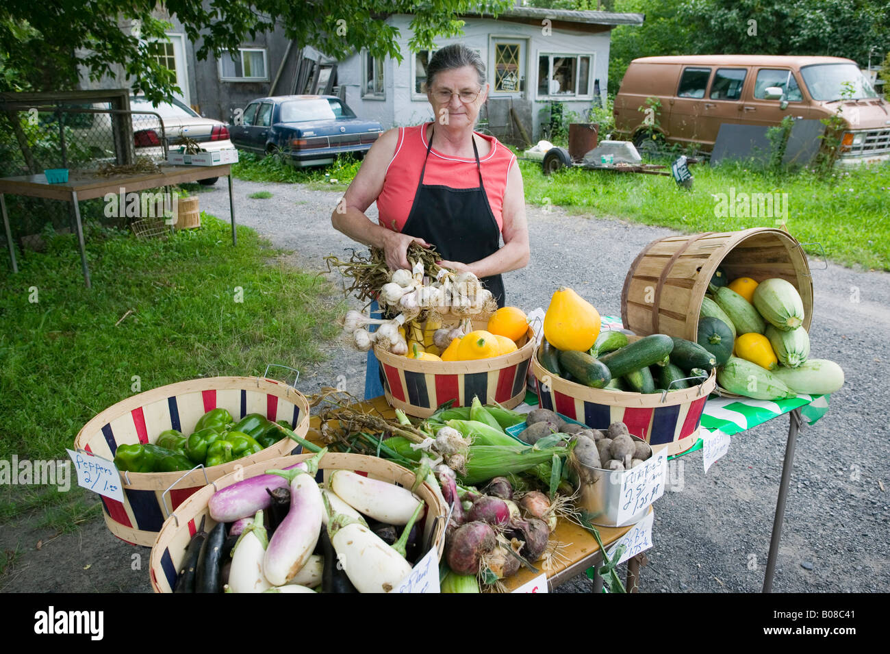 Woman and farmstand at her house Esperance New York Route 20 the Great ...