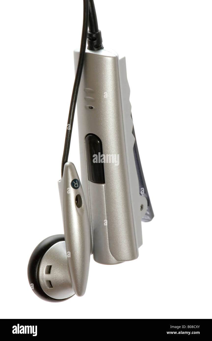 object on white ear phones close up Stock Photo - Alamy
