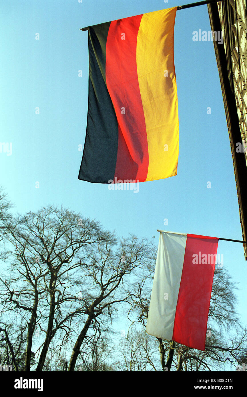 German and Polish flags Stock Photo - Alamy