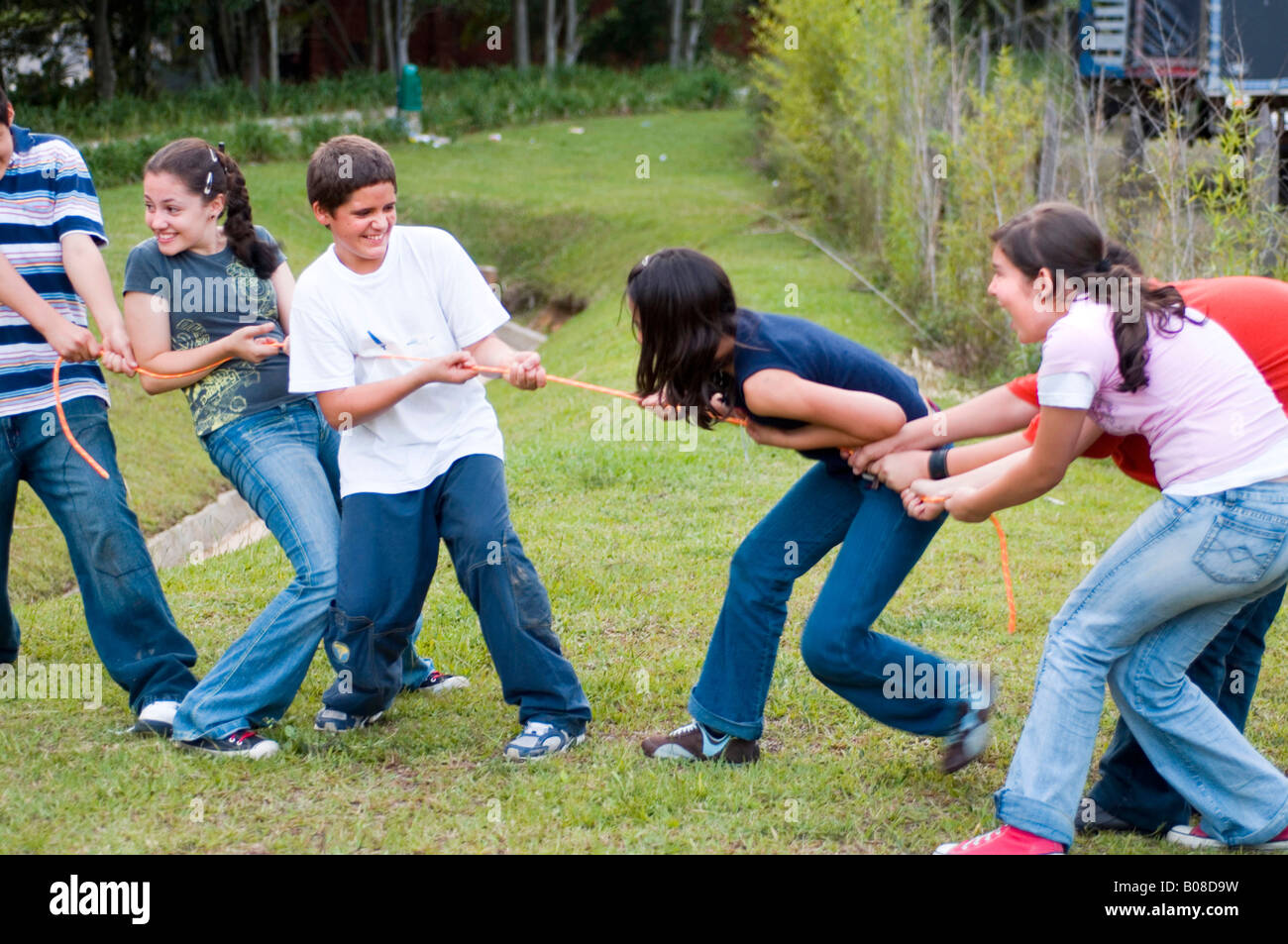 Kids Playing Tug of War Stock Photo - Alamy