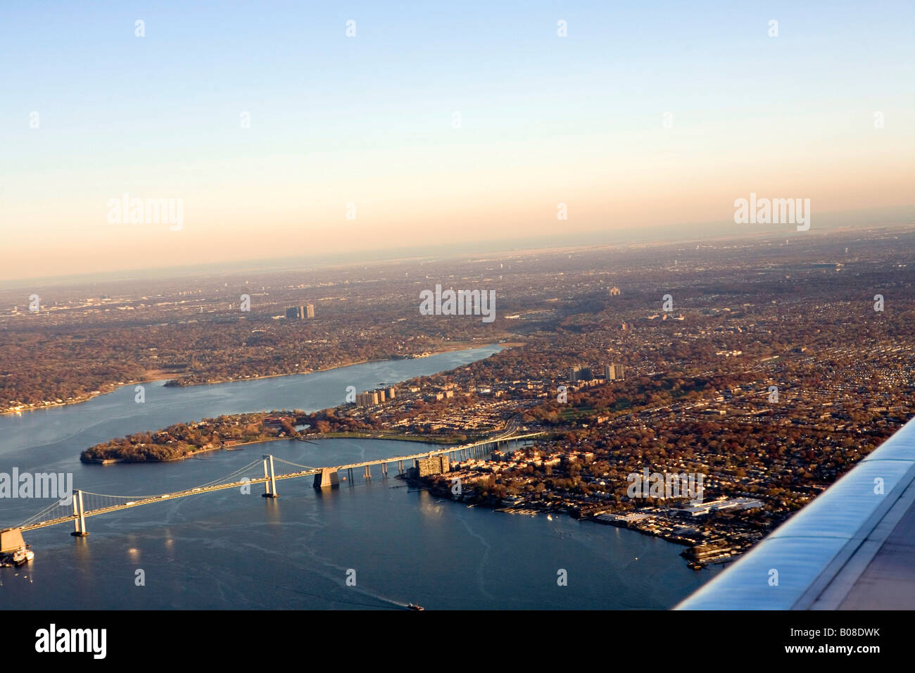 Aerial view of Whitestone Bridge from an airplane Stock Photo - Alamy