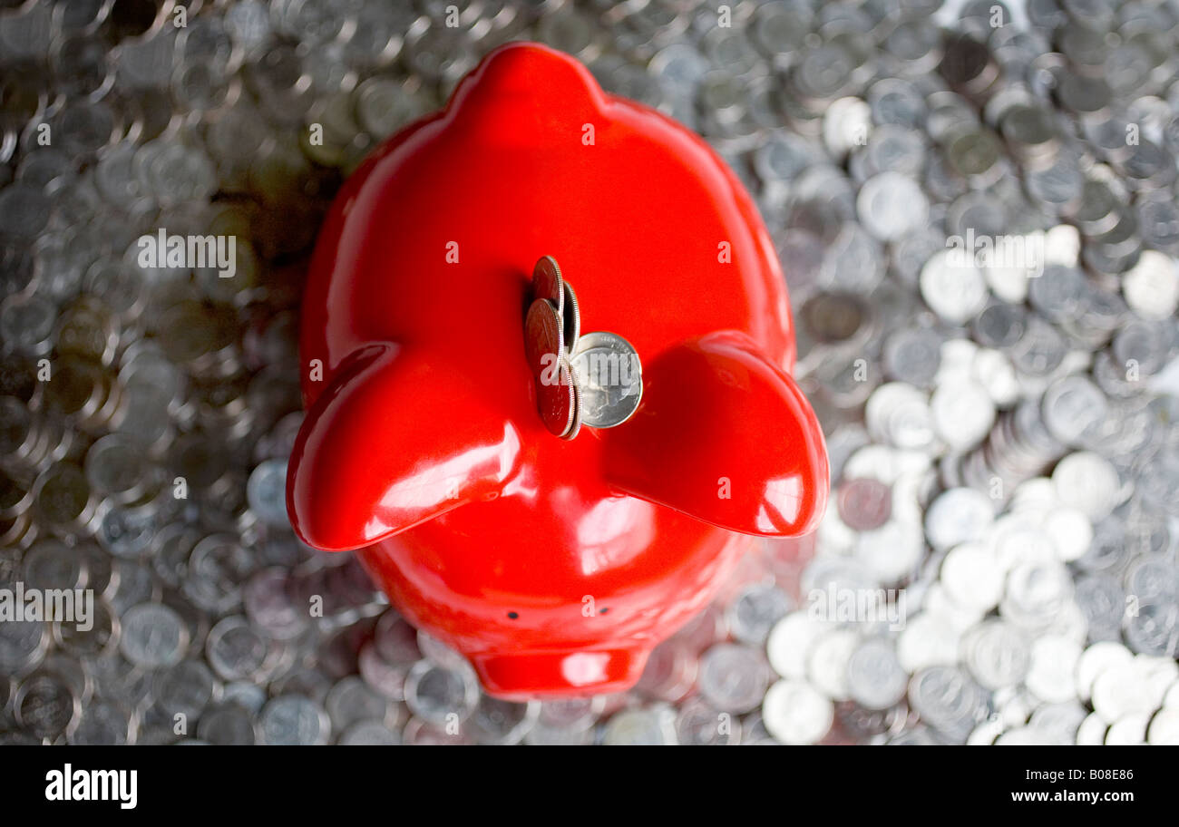 American coins in piggy bank Stock Photo - Alamy