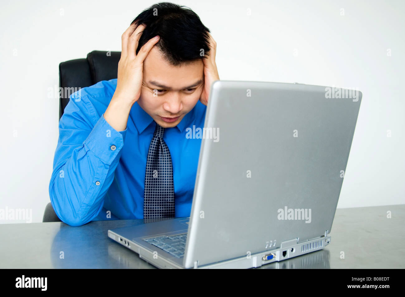 Man at computer Stock Photo - Alamy