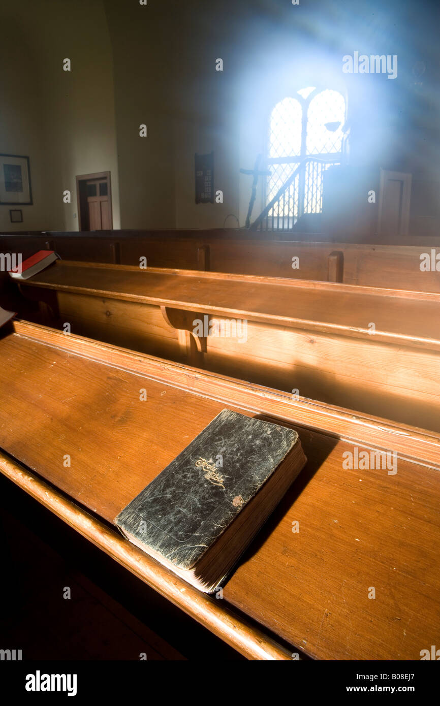 Bible on pew in Croik Church, Sutherland Stock Photo - Alamy