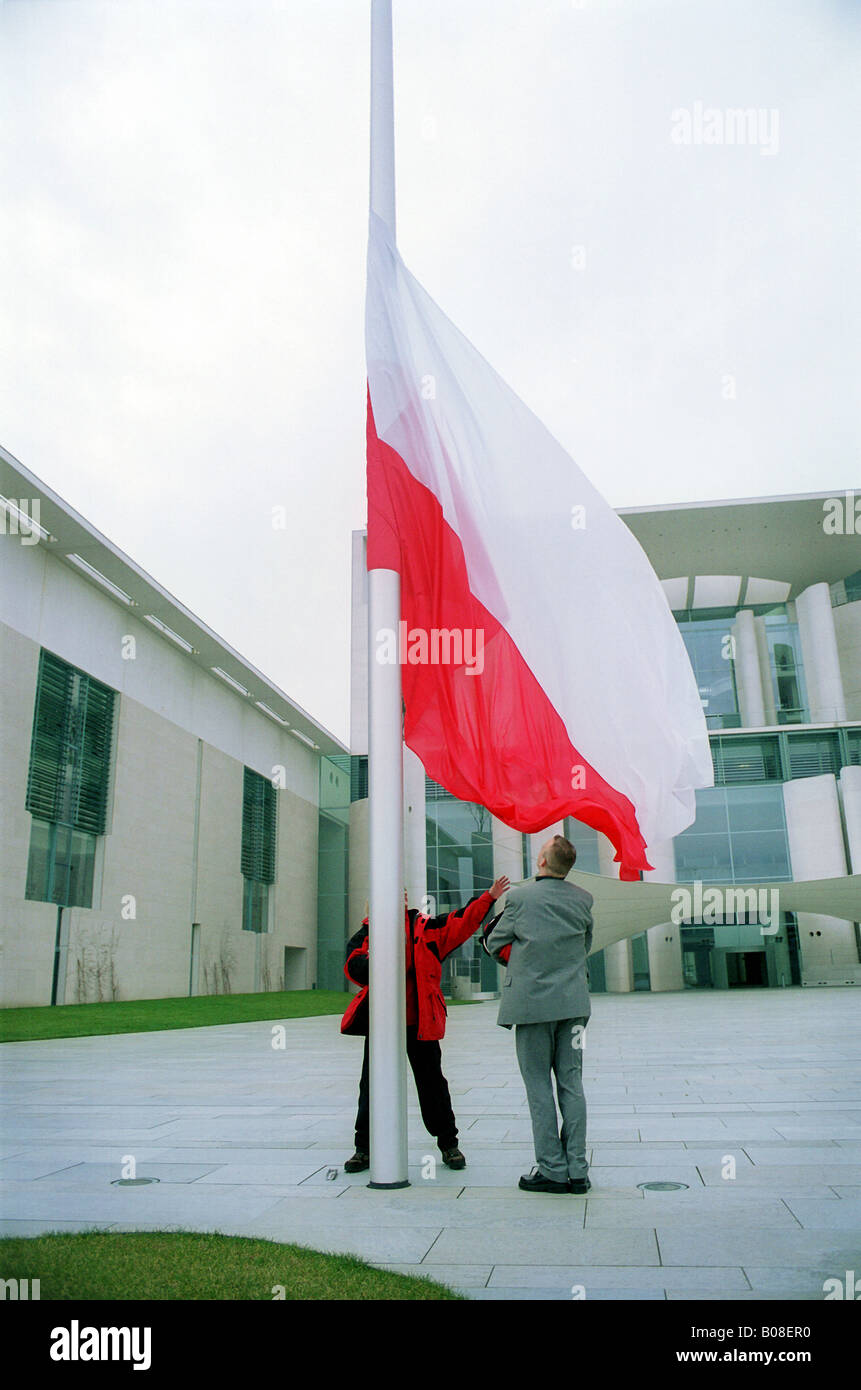 Polish flag in front of the German Federal Chancellory Building, Berlin ...