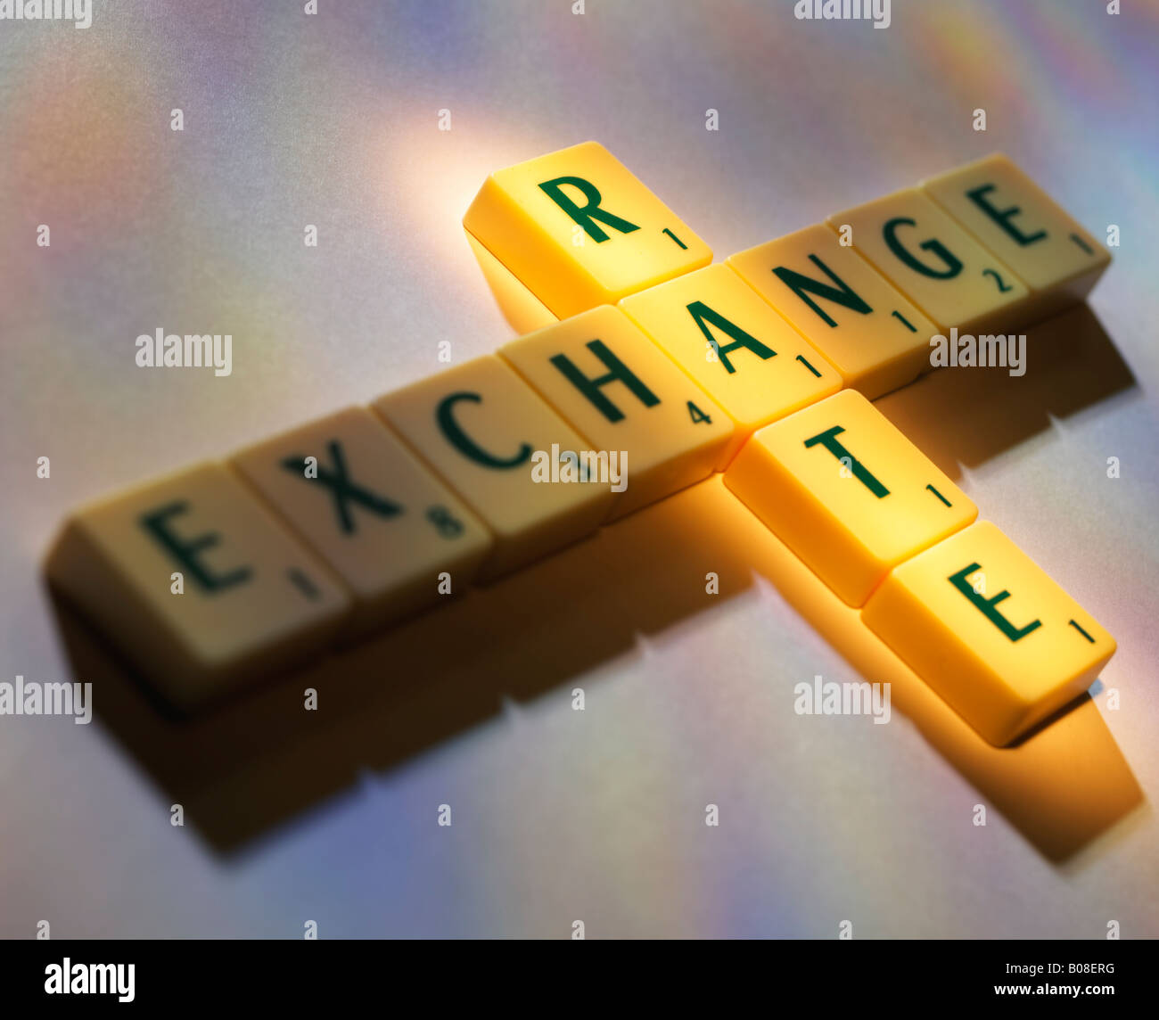 SCRABBLE LETTERS SPELLING THE WORDS EXCHANGE RATE Stock Photo - Alamy