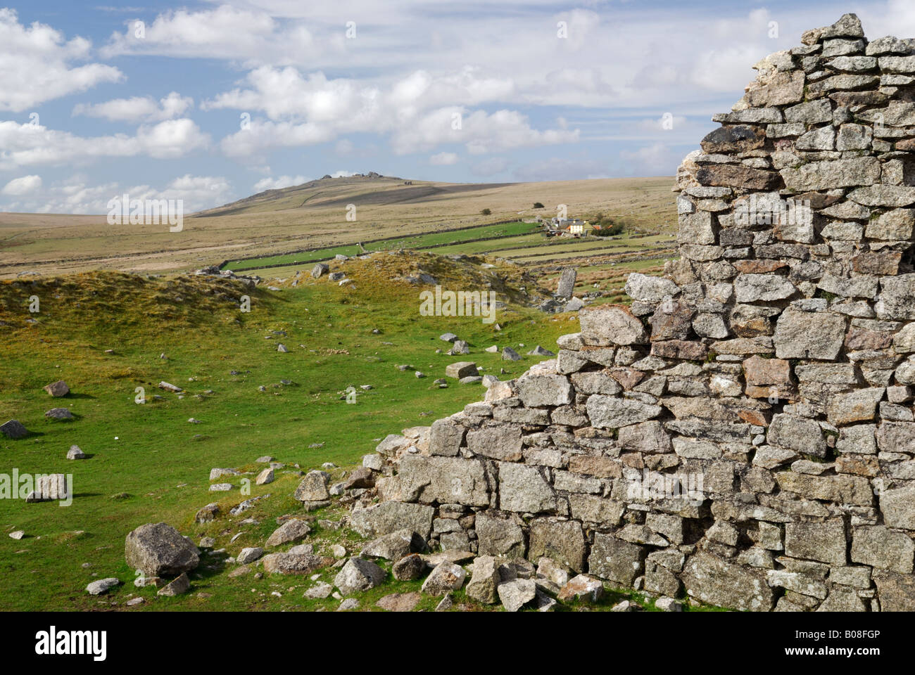 View from Foggintor Quarry towards Yellowmeade Farm and Great Mis Tor ...