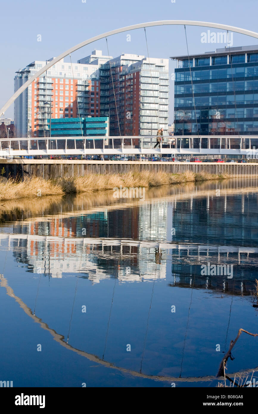 Bridge over River Aire and Whitehall Riverside Leeds UK Stock Photo - Alamy